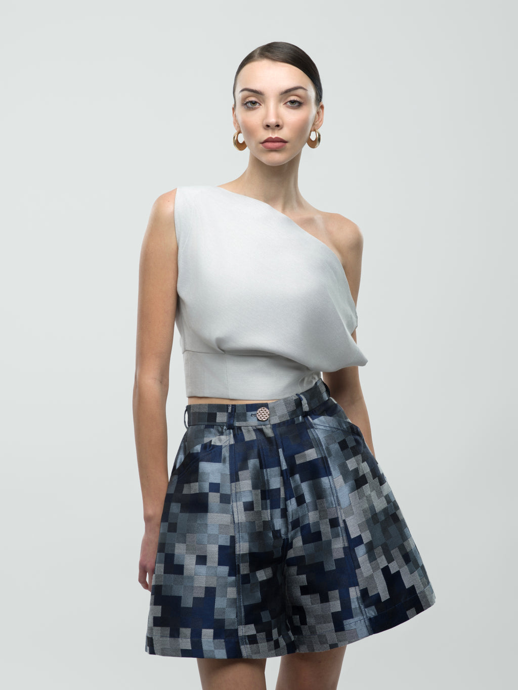 Leah Top - White Asymmetric Off-Shoulder Top - Leen Moughrabi